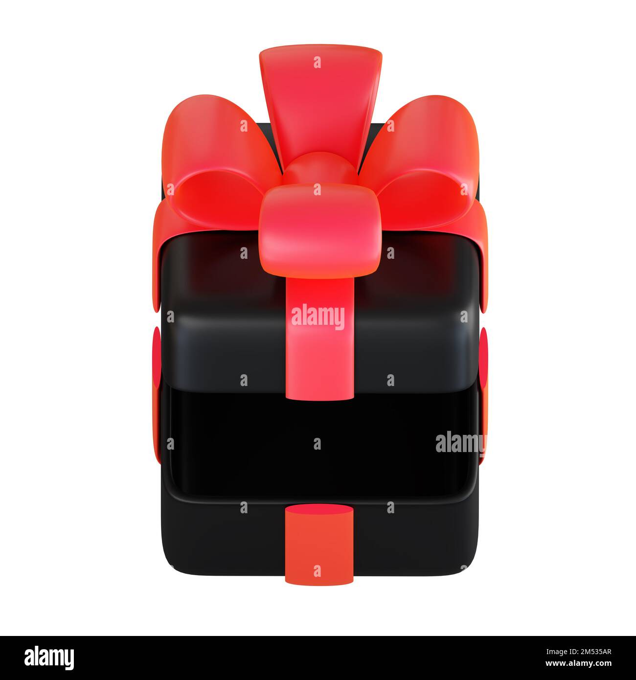 Realistic black gift box with red ribbon bow. Concept of abstract ...