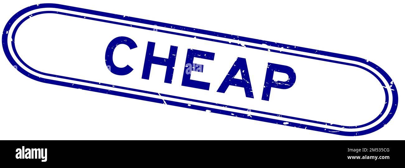 Grunge blue cheap word rubber seal stamp on white background Stock ...