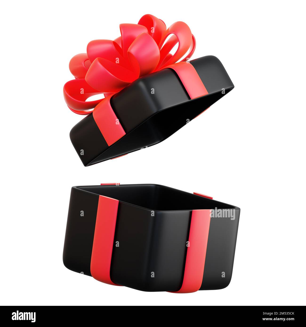 Realistic black gift box with red ribbon bow. Concept of abstract ...