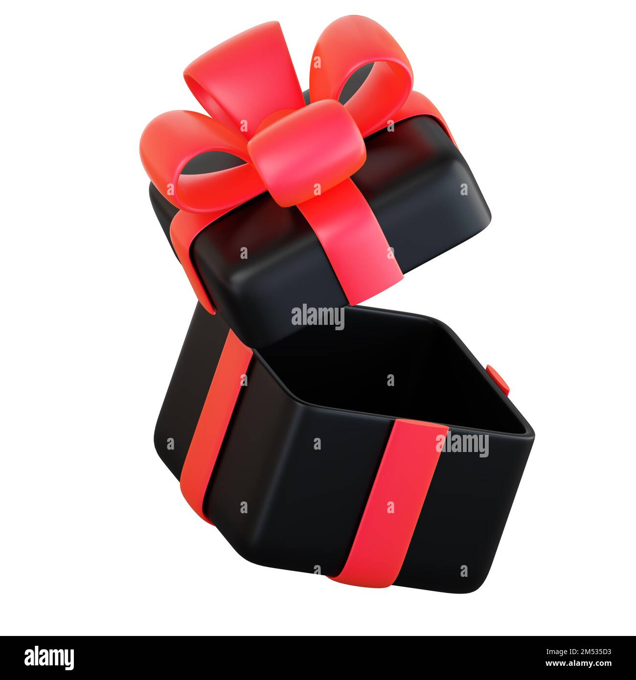 Realistic black gift box with red ribbon bow. Concept of abstract ...