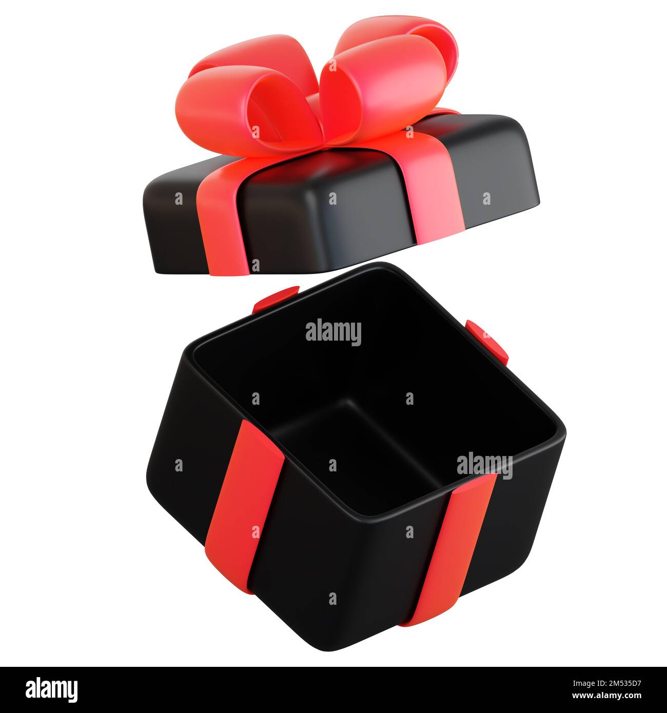 Realistic black gift box with red ribbon bow. Concept of abstract ...