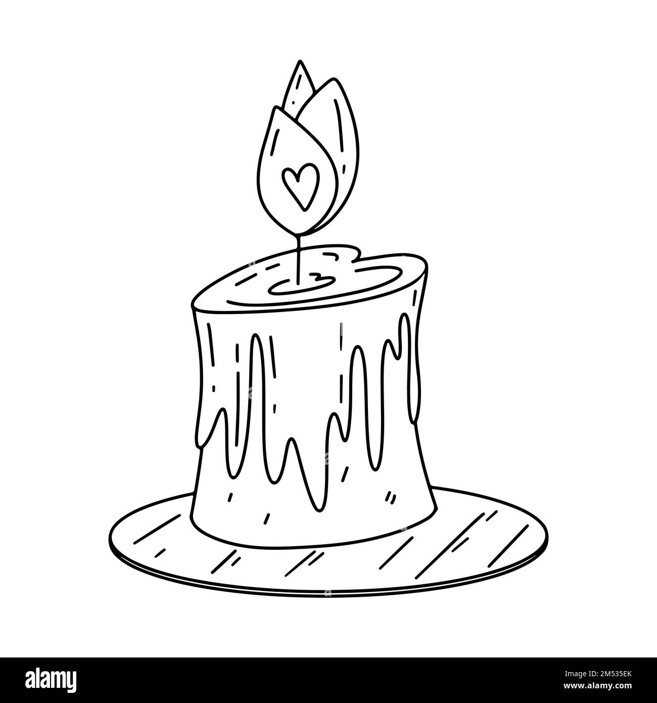 Burning candle in hand drawn doodle style. Isolated vector illustration ...