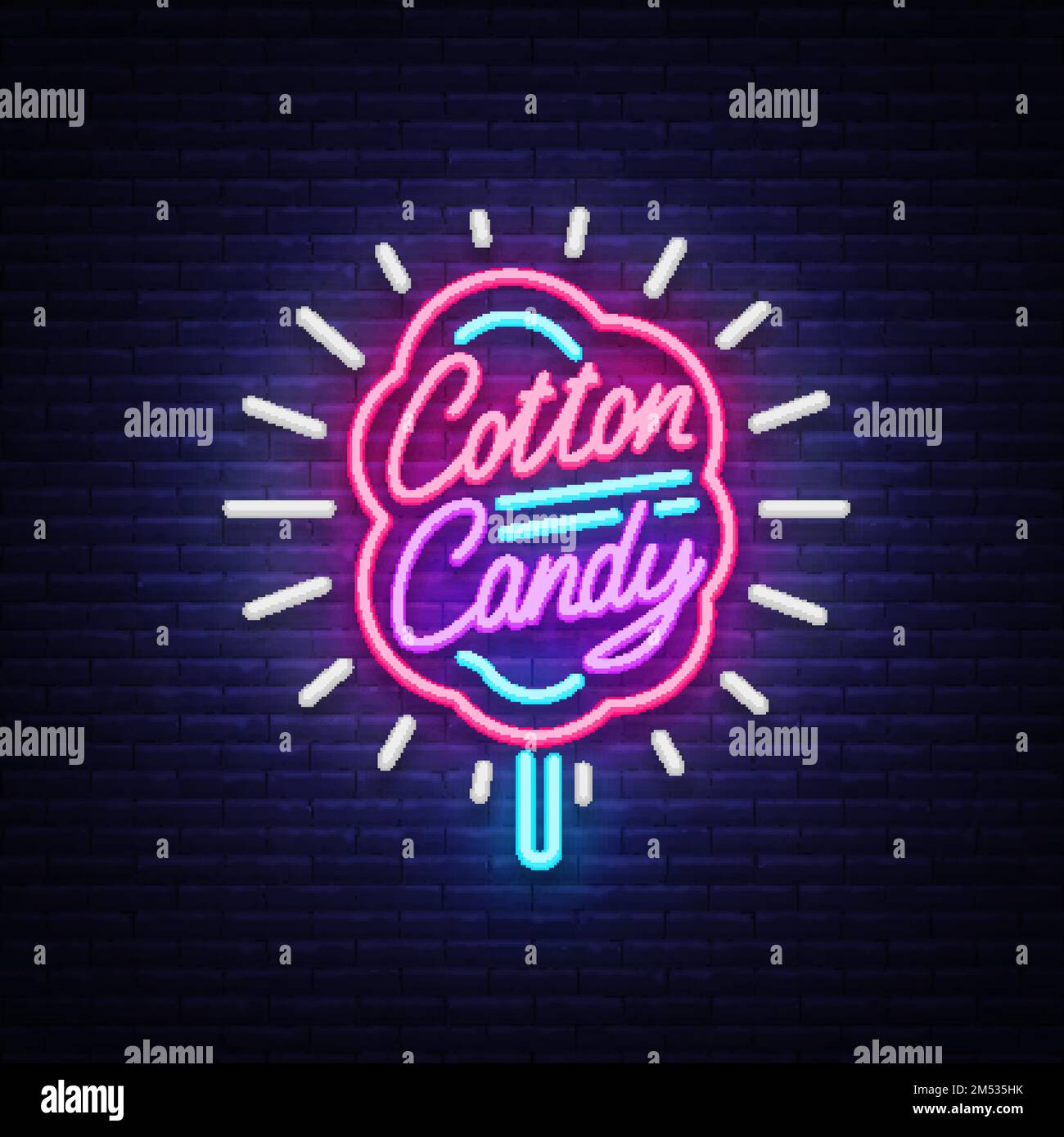 Cotton candy neon sign. Cotton candy logo in neon style symbol banner ...