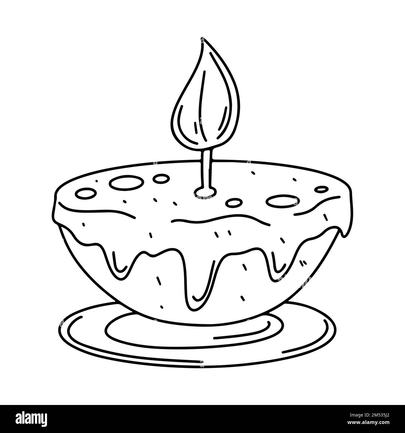 Burning candle in hand drawn doodle style. Isolated vector illustration ...