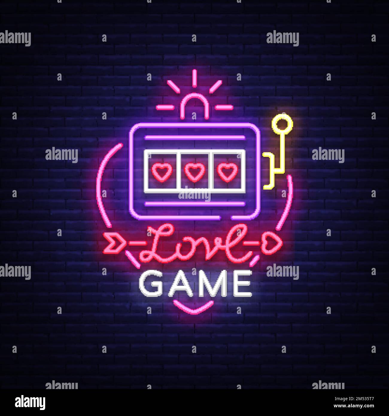 Love Game neon sign vector. Casino Slot Machines Logo in the neon style ...