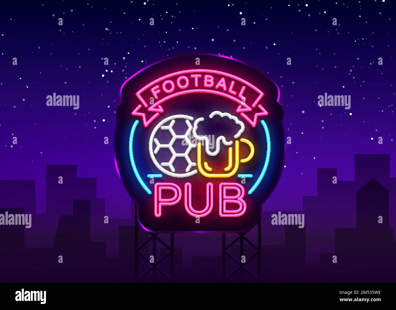 Football Pub neon sign. Design Pattern Sport Bar Logo in Neon Style ...