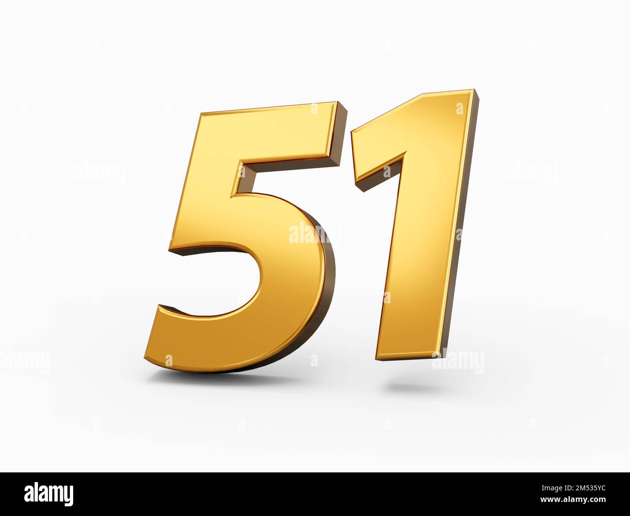 A 3d illustration of the Gold number 51 isolated white background Stock ...
