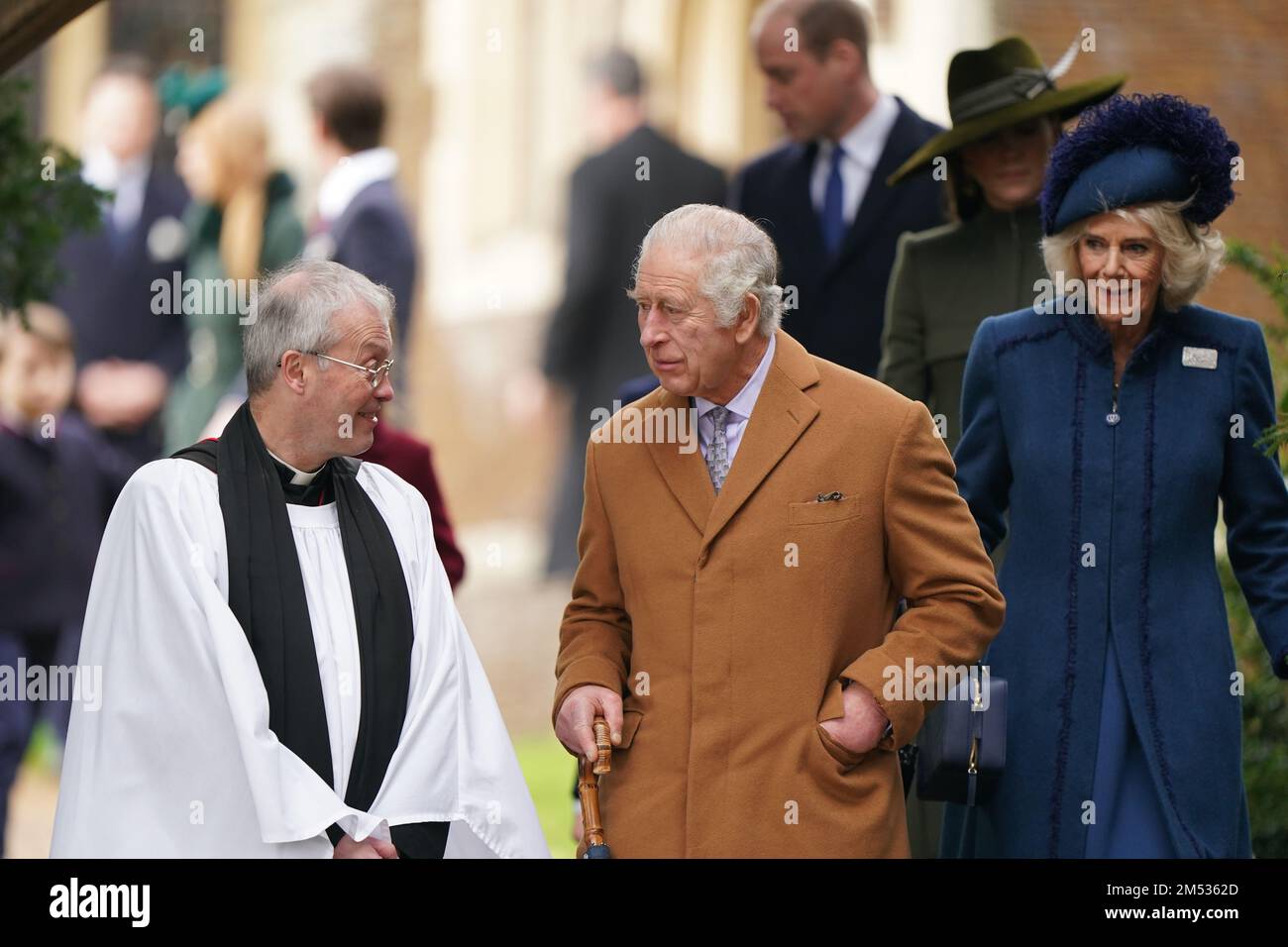 King Charles III and the Queen Consort attending the Christmas Day ...