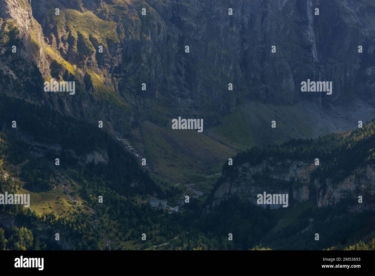 View at Cirque de Gavarnie waterfall in french Pyrenees in extreme ...