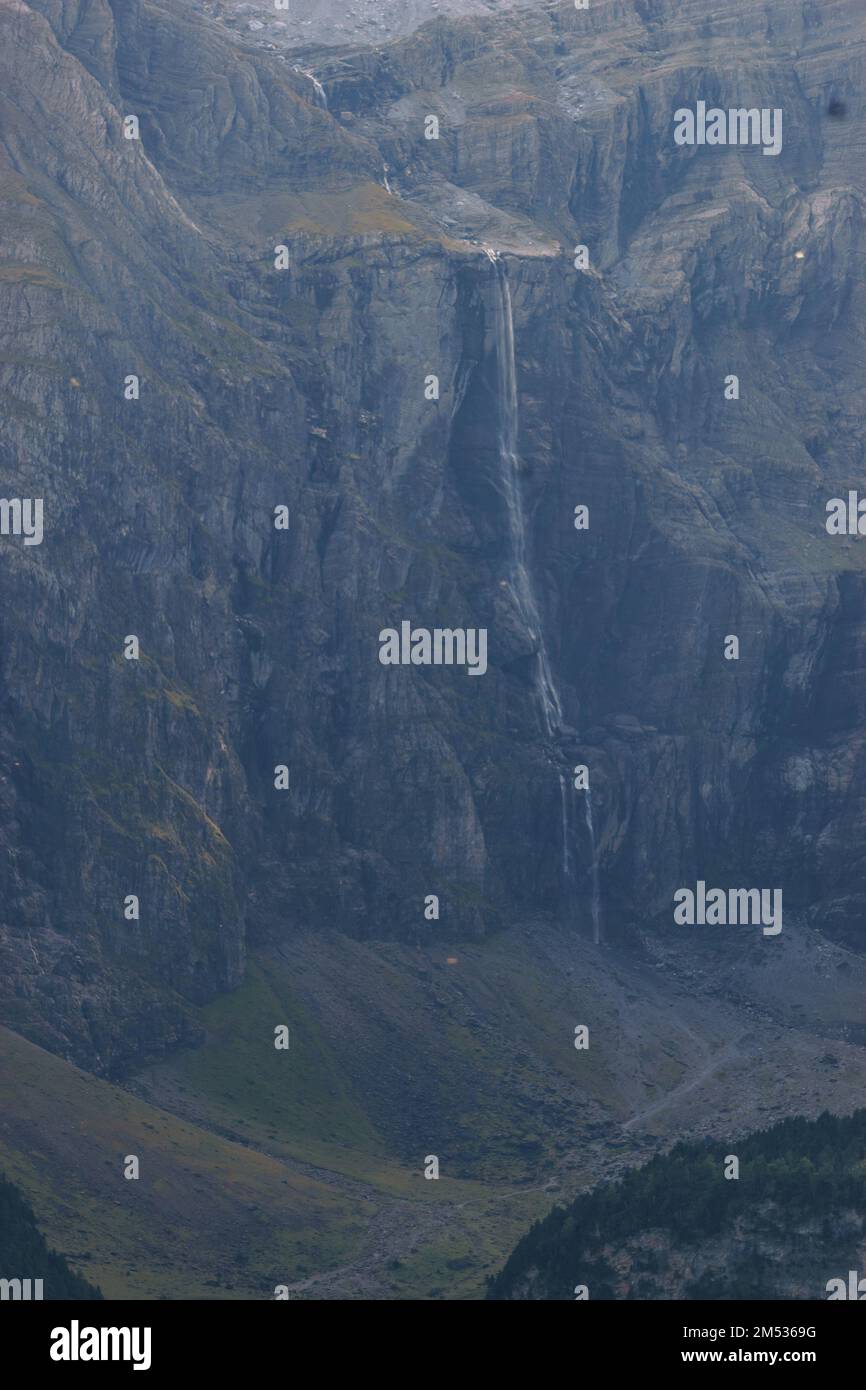 View at famous Gavarnie waterfalls in french Pyrenees in extreme ...