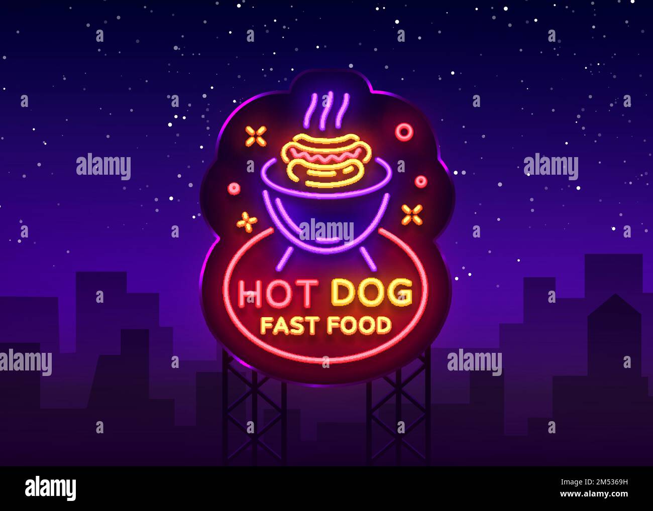 Hot Dog neon sign vector. Hot dog logo in neon style design template ...