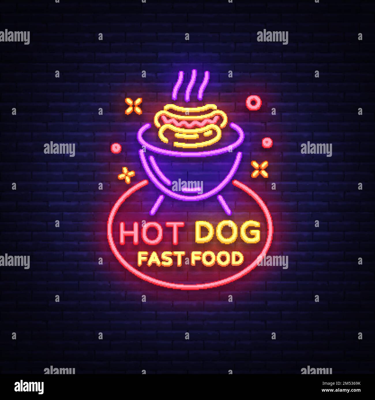 Hot Dog neon sign vector. Hot dog logo in neon style design template ...