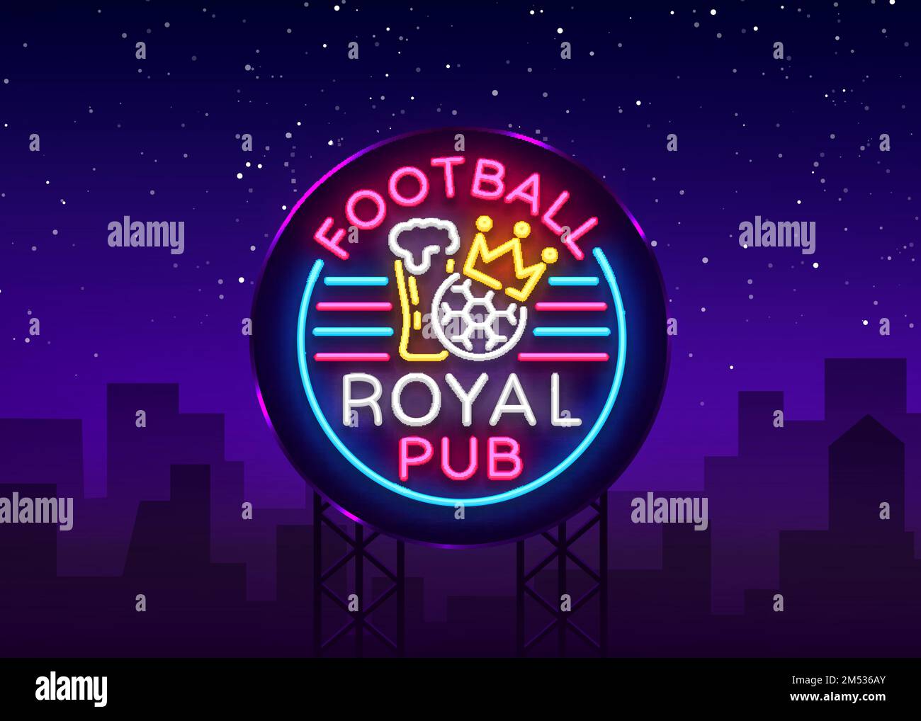 Football royal pub neon sign. Design Pattern Sport Bar Logo in Neon ...