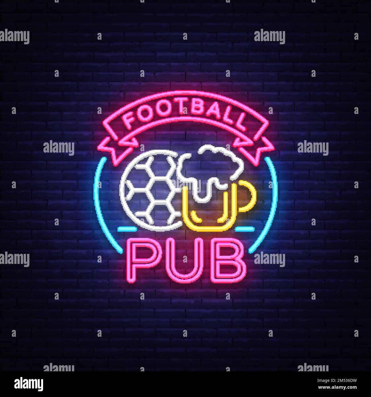 Football Pub neon sign. Design Pattern Sport Bar Logo in Neon Style ...