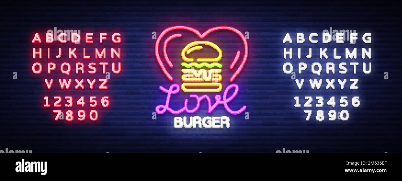 Burger logo vector. Love burger design template light emblem, burger ...