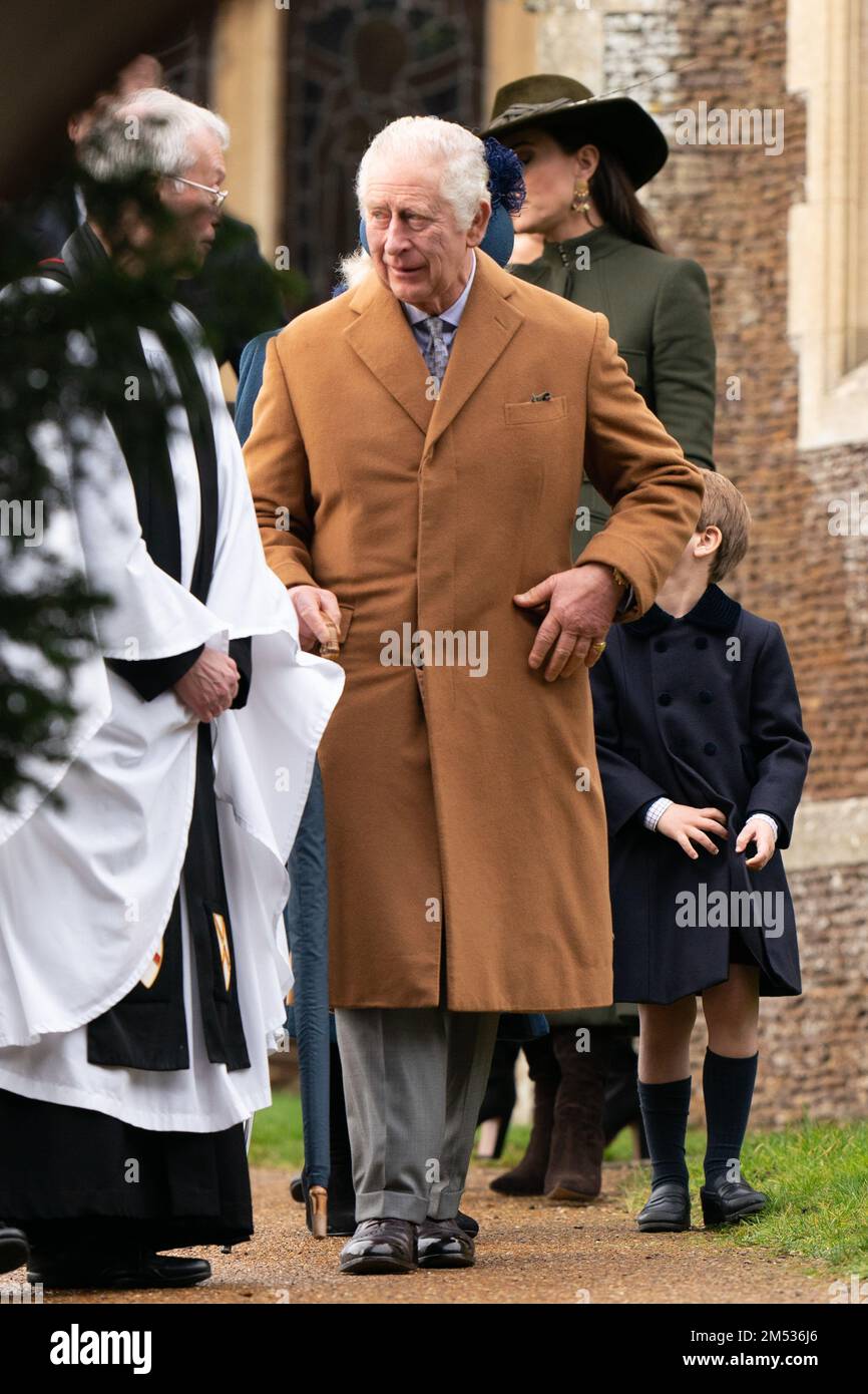 King Charles III attending the Christmas Day morning church service at ...