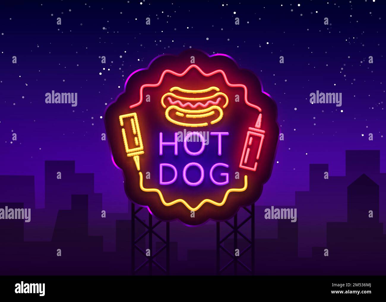 Hot Dog neon sign vector. Hot dog logo in neon style design template ...