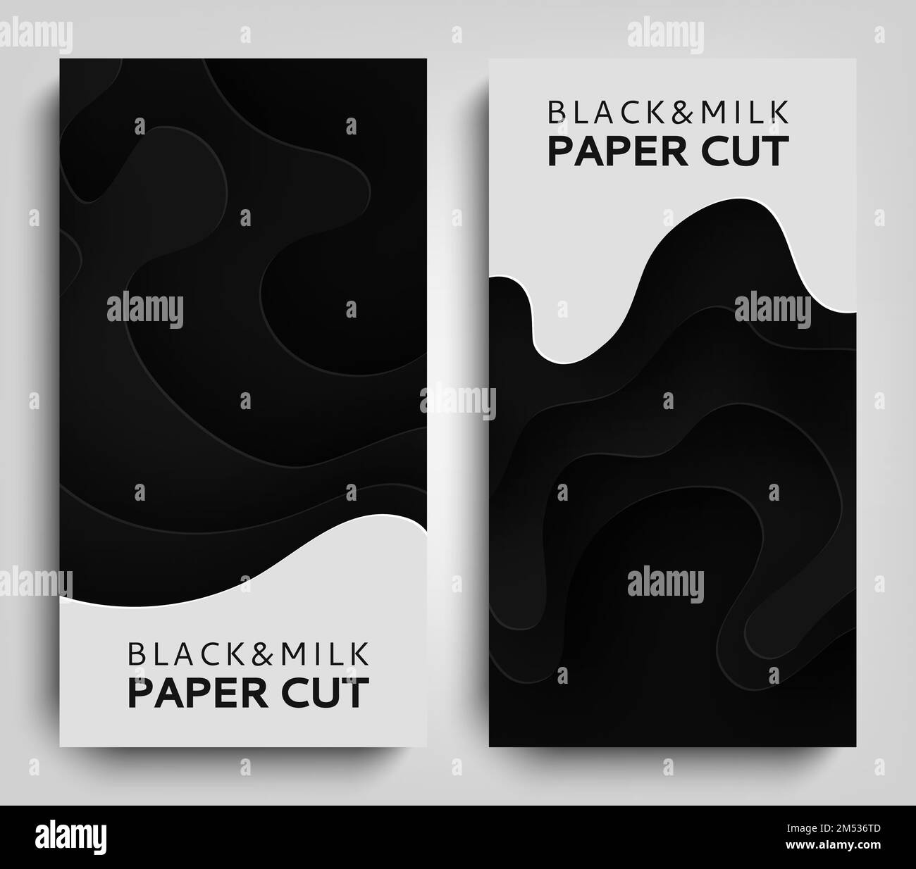 Vertical Banner Paper art cartoon abstract waves. Paper carve ...