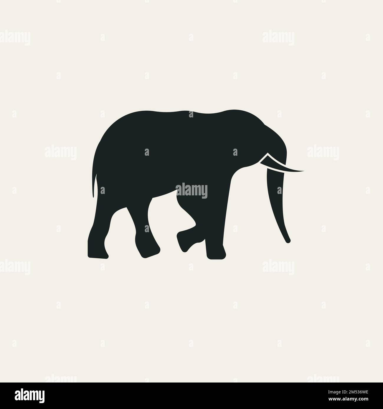 Standing black elephant logo, wildlife of africa. Vector flat ...