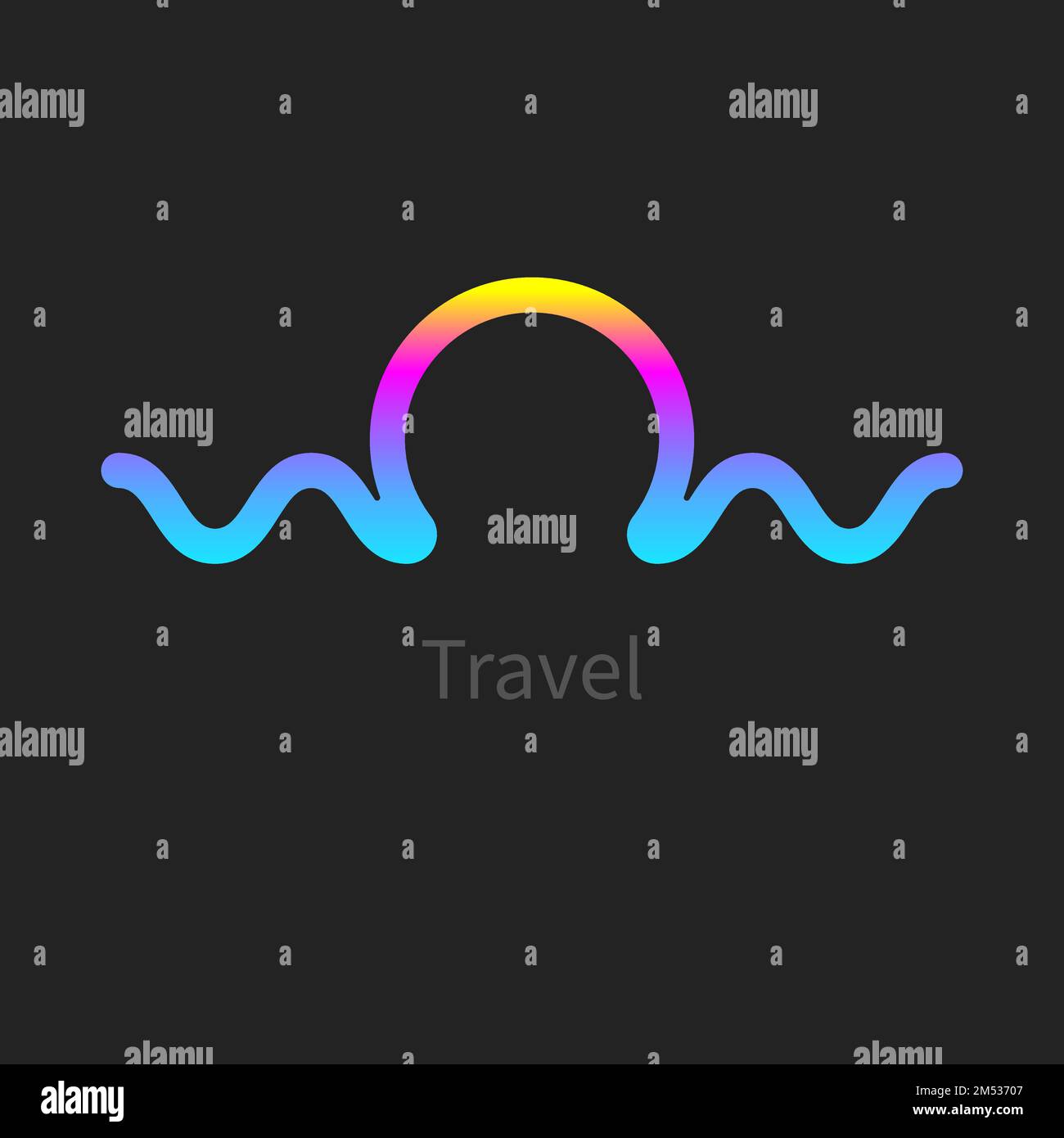 Minimal sun and sea gemetric logo. Minimalistic landscape icon with sun ...