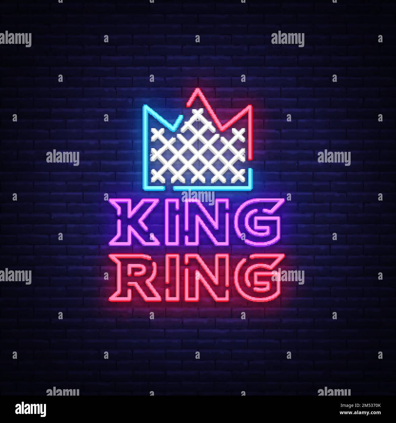 Fight Club neon sign. King RING logo in neon style. Design template ...