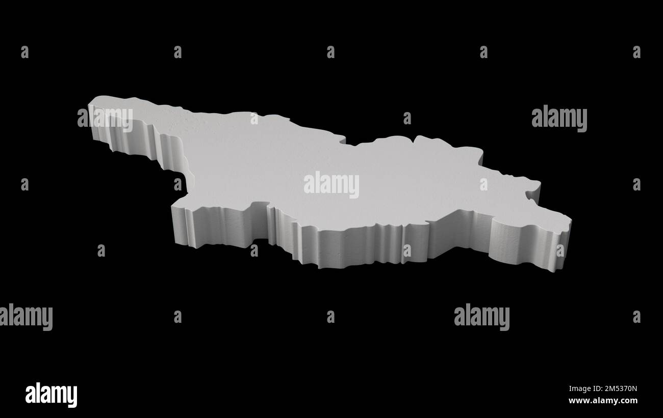 A 3d illustration of the cartography and topology map of Georgia on a ...