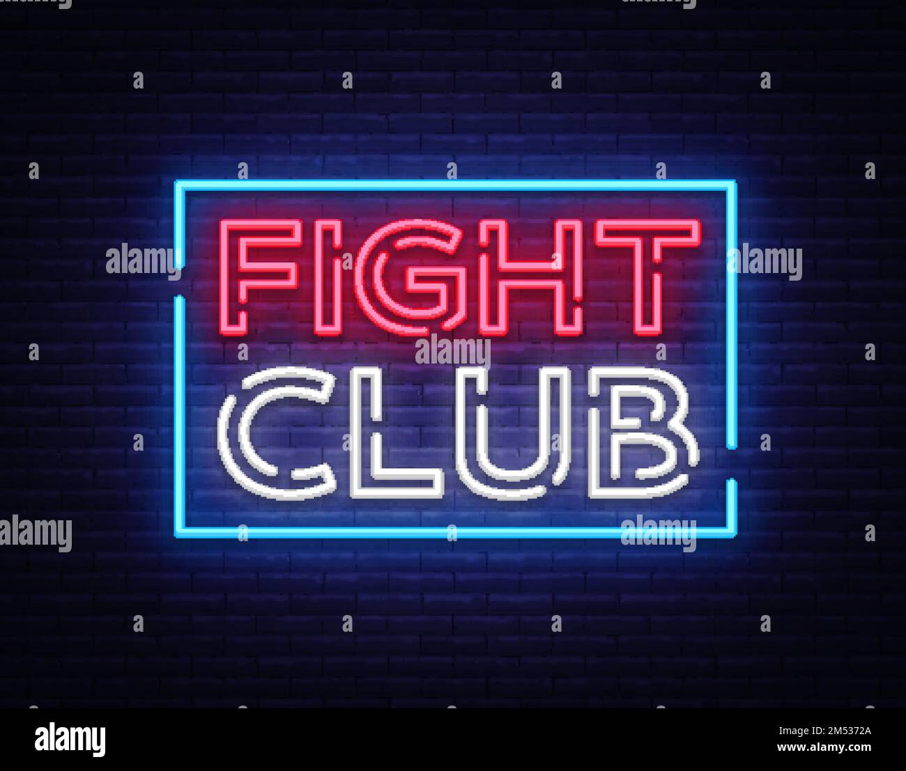 Fight club neon signboard. Bright night advertising, light banner ...