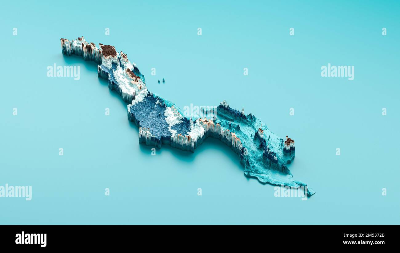 A 3D illustration of a topographic Malawi map with a shaded relief ...