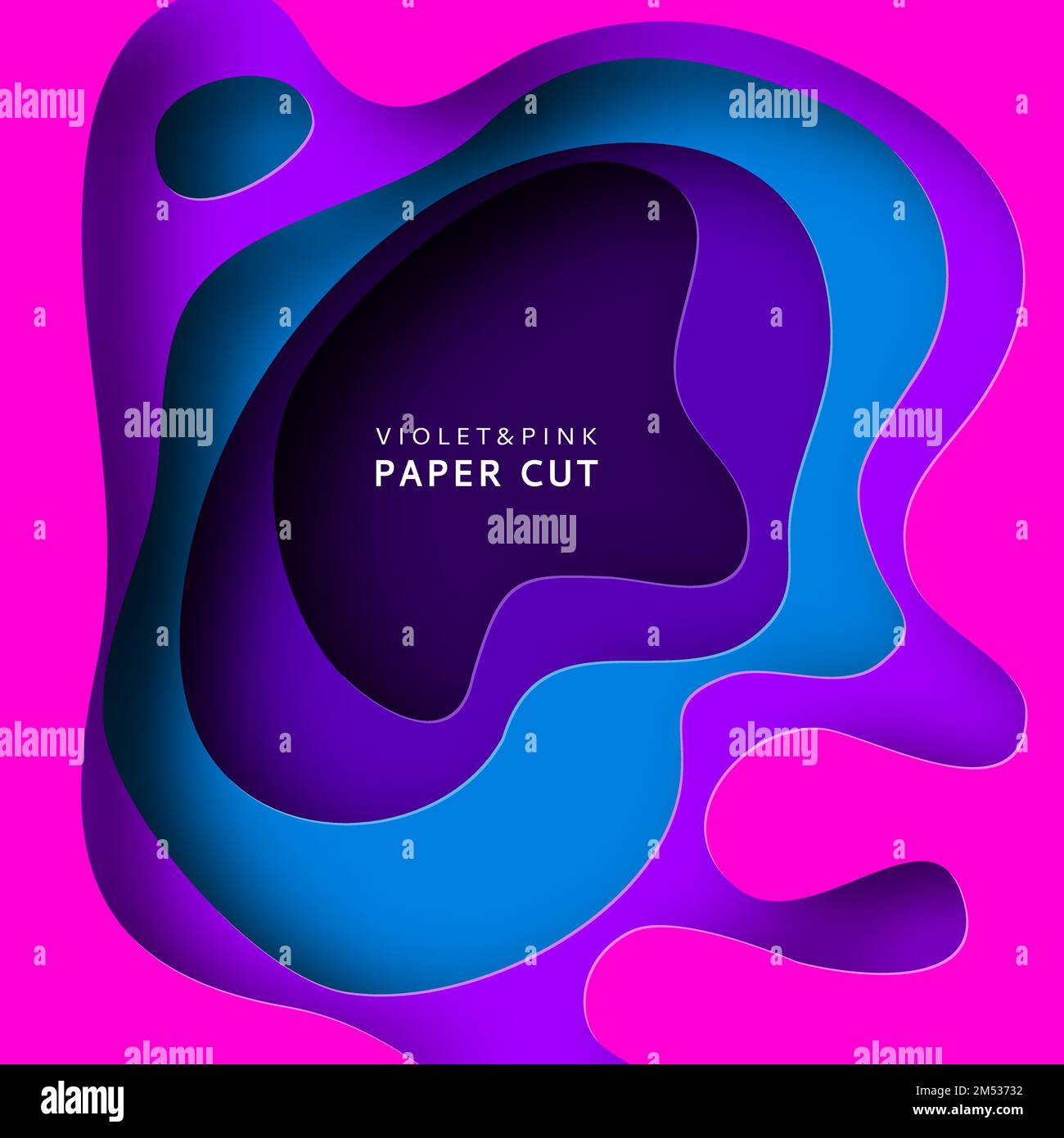 Paper cut vector background. Paper art is violet and blue colors ...