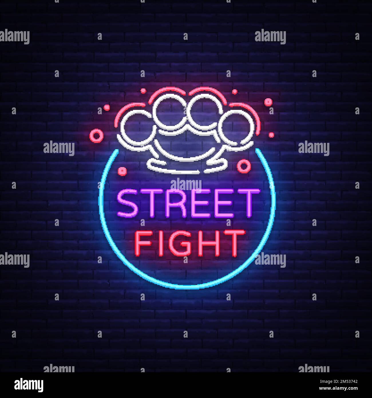 Street fight logo in neon style. Fight Club neon sign. Logo with brass ...