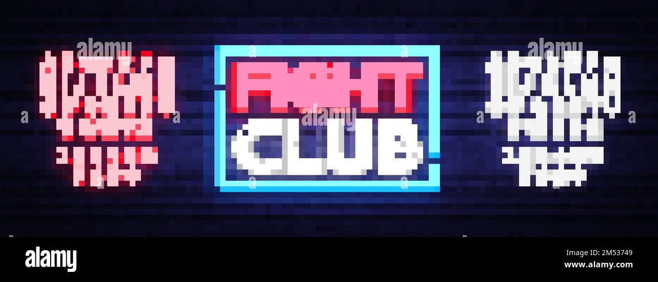 Fight club neon signboard. Bright night advertising, light banner ...