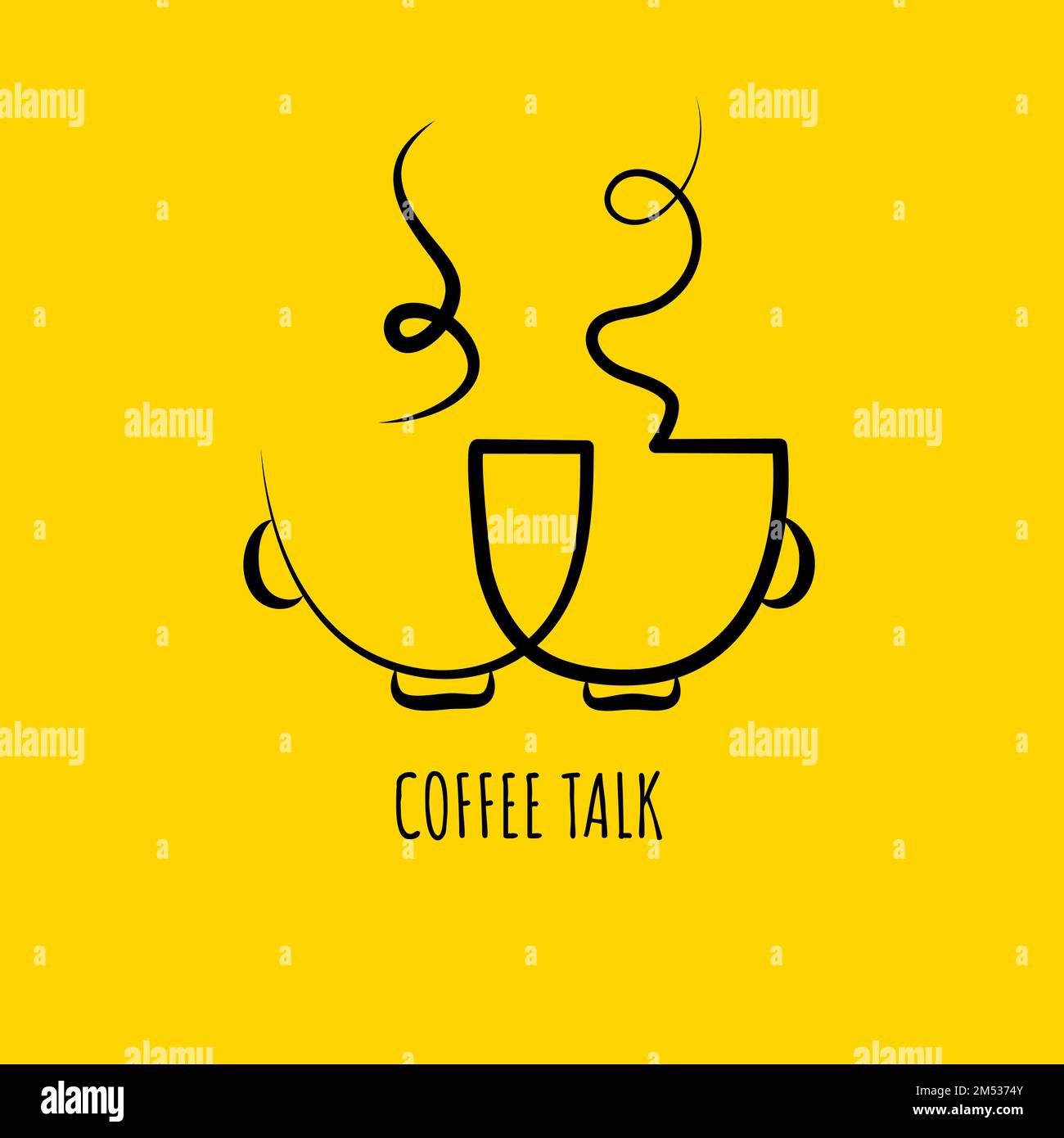 Coffee together logo, communication icon, two cups vector concept ...