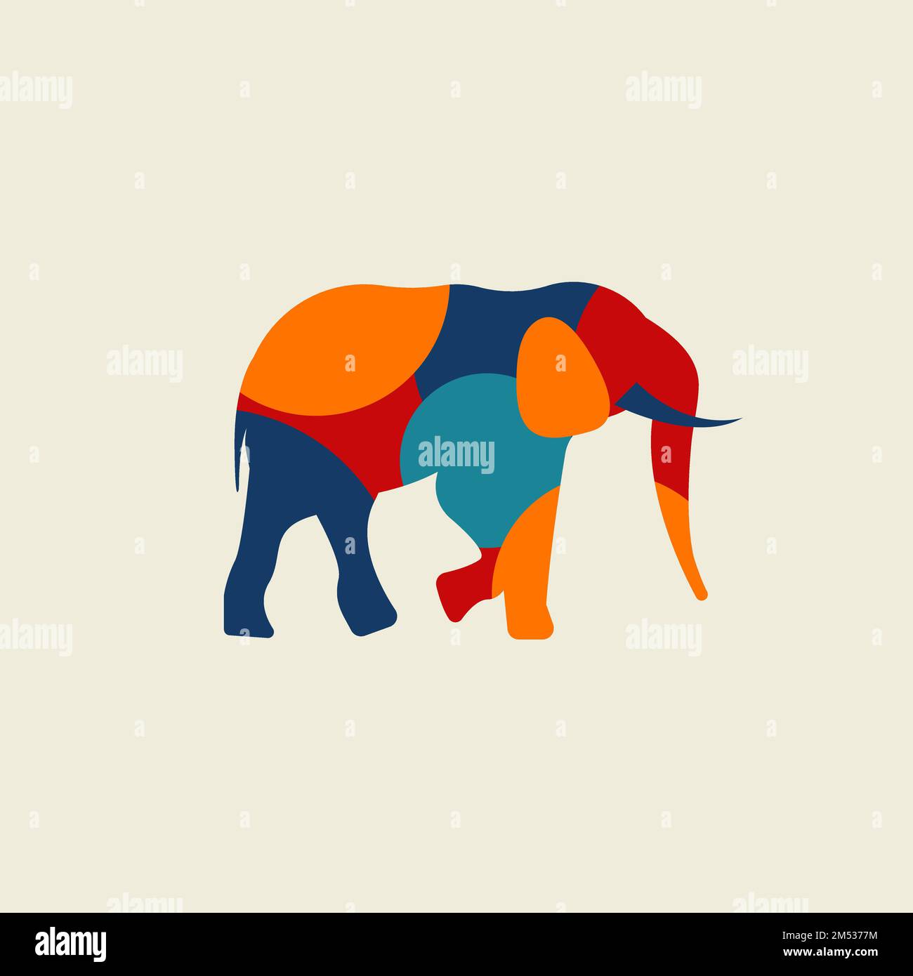 Standing colorful elephant logo, wildlife of africa. Vector elephant ...