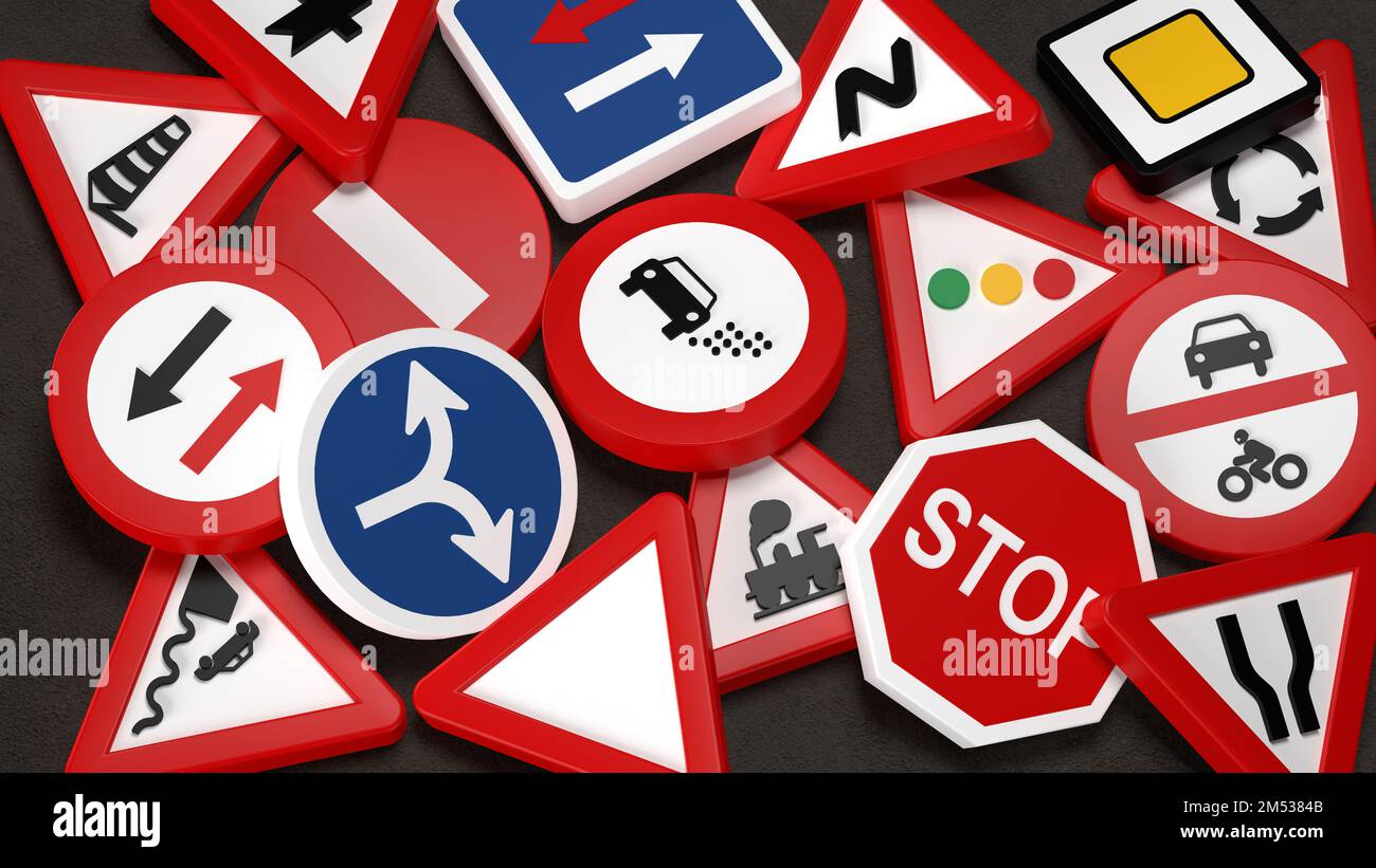 Collage of traffic signs hi-res stock photography and images - Alamy