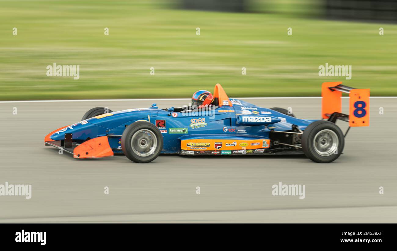 A competing racecar at the F1 Series Racing at Pitt Race in Beaver ...