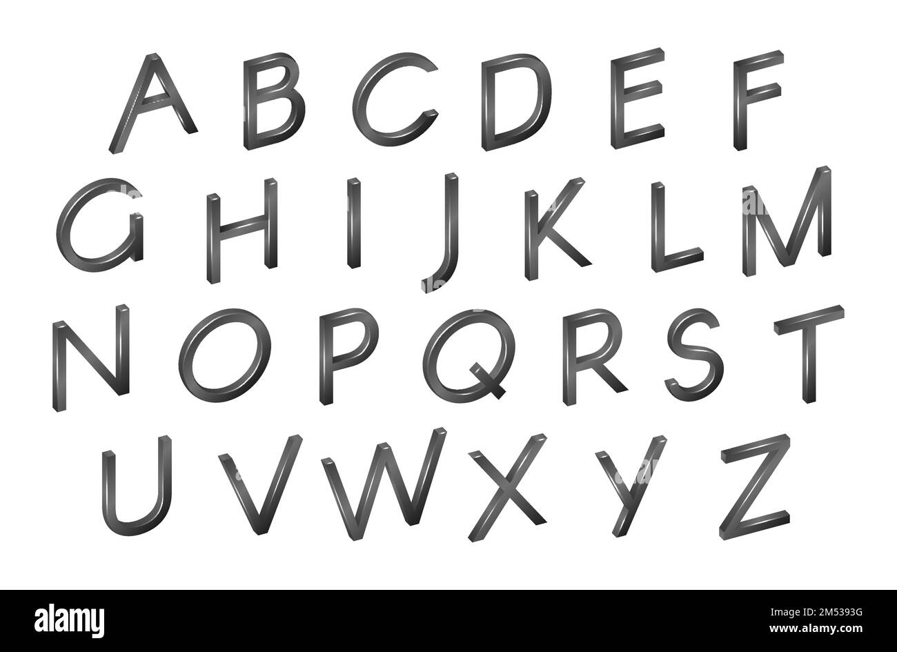 Letters in the font isometric style 3D isolated on white background ...