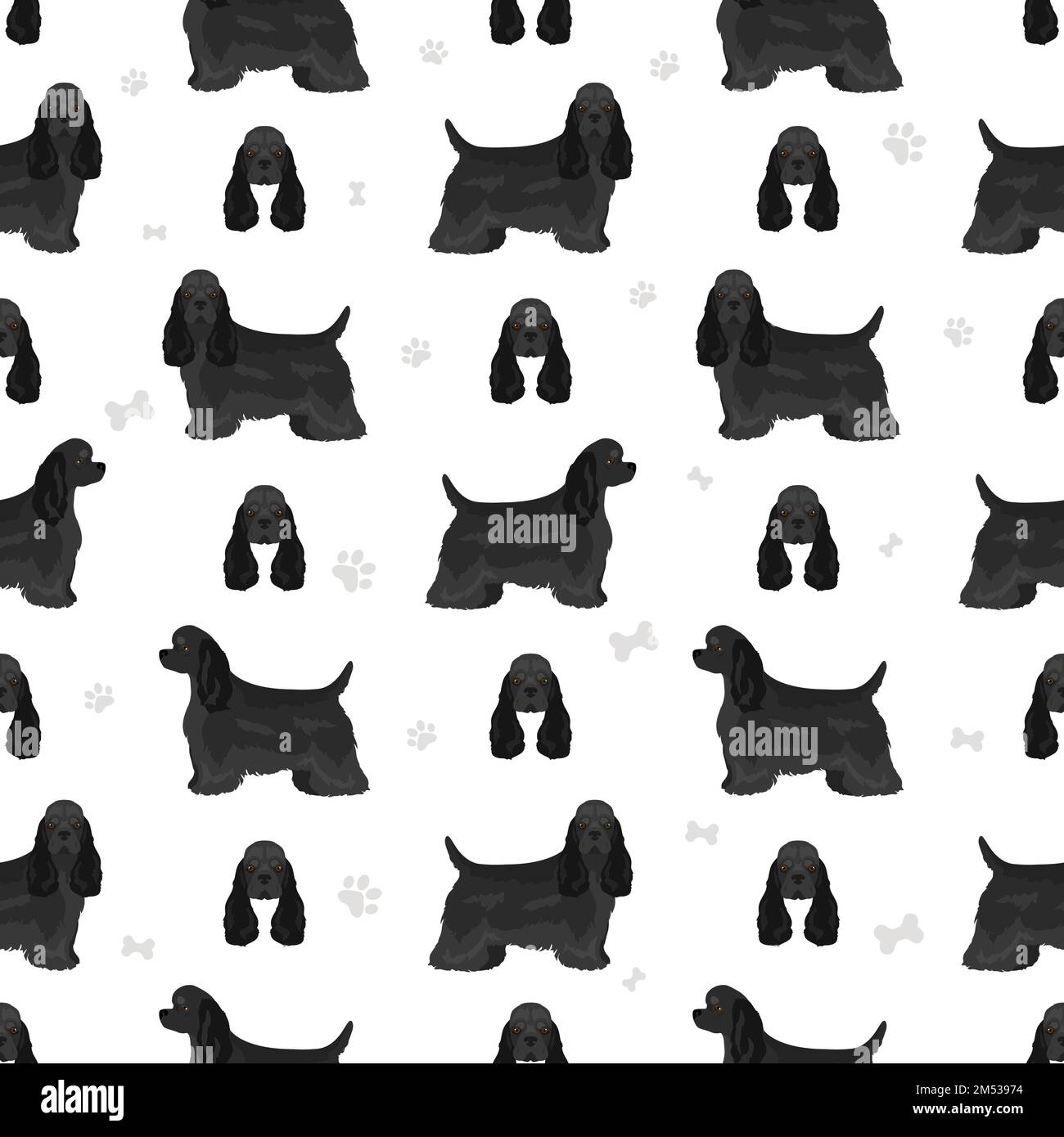 American cocker spaniel seamless pattern. Vector illustration Stock ...