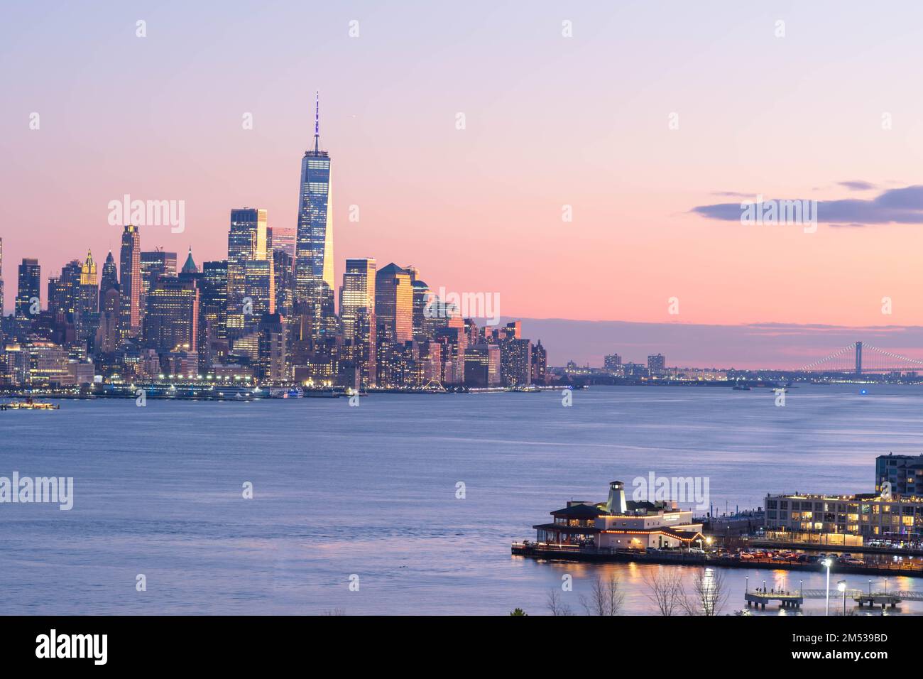 NYC Manhattan buildings skyline detailed long exposure shot of world ...