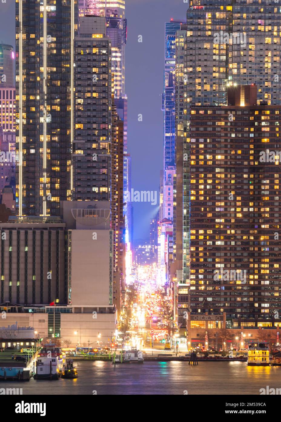 NYC Manhattan buildings skyline detailed long exposure shot of world ...
