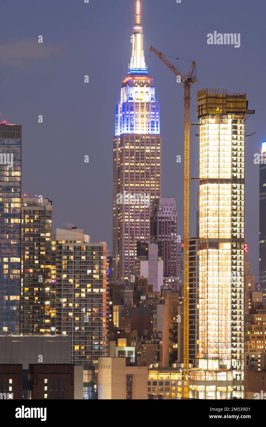 NYC Manhattan buildings skyline detailed long exposure shot of world ...