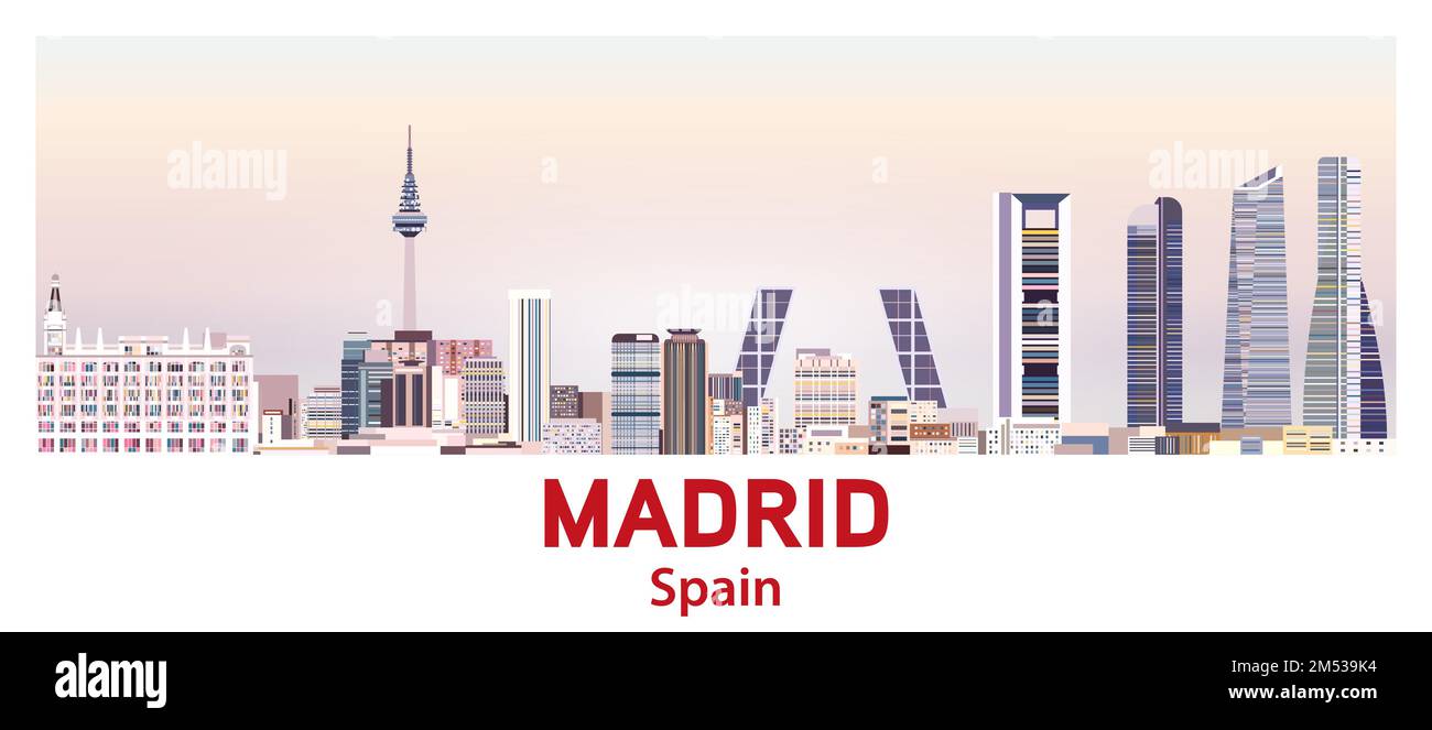 Madrid skyline in bright color palette vector illustration Stock Vector Image & Art - Alamy