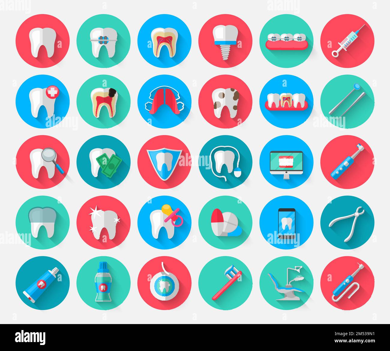 Dentistry icons isolated in a flat design style. Vector Illustration ...