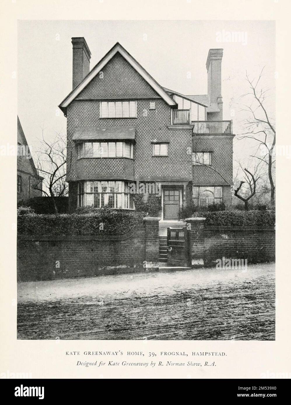KATE GREENAWAY'S HOME, 39, FROGNAL, HAMPSTKAD from the book ' Kate Greenaway ' by Marion Harry ...