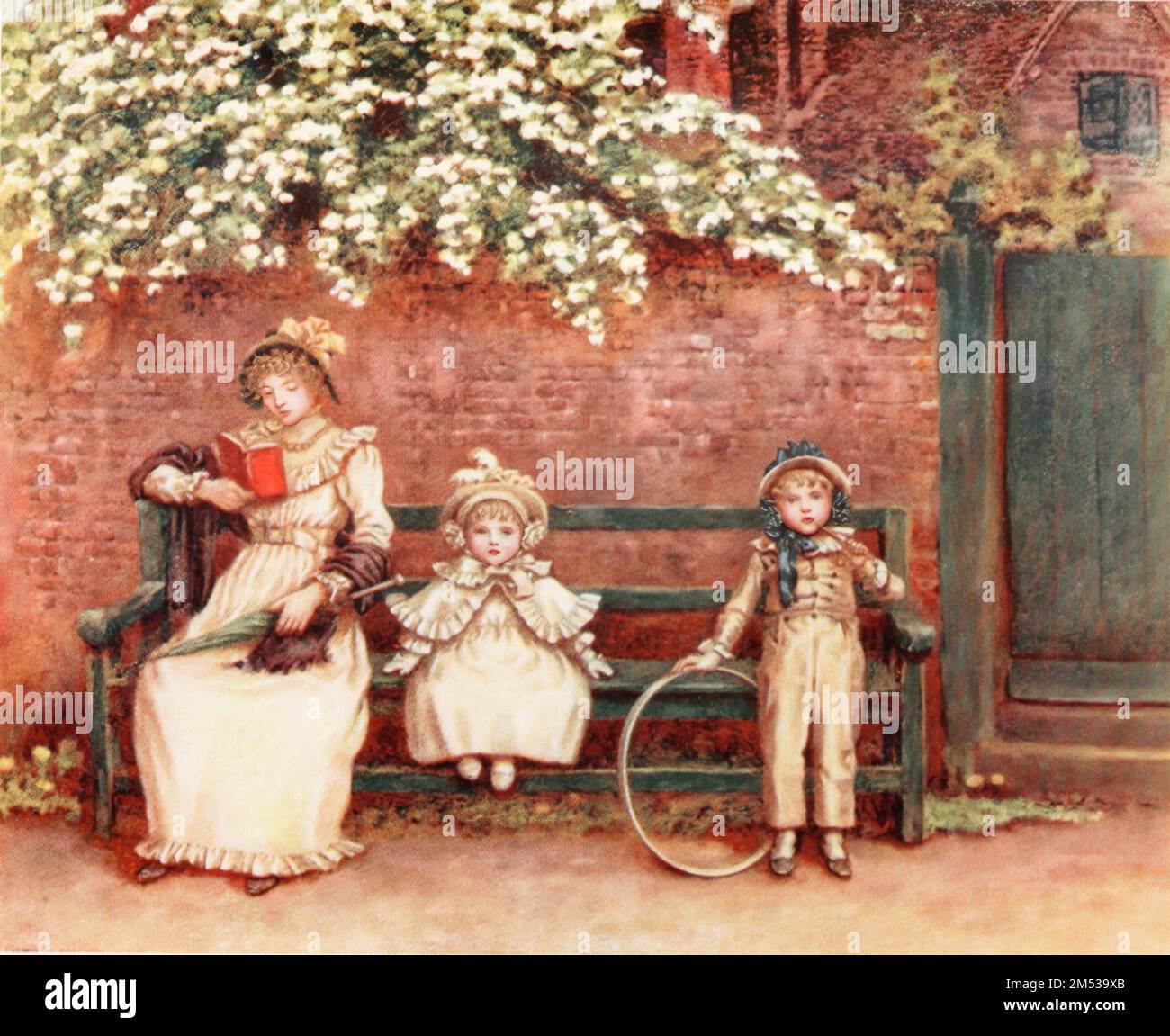 The Garden Seat by Kate Greenaway from the book ' Kate Greenaway ' by ...
