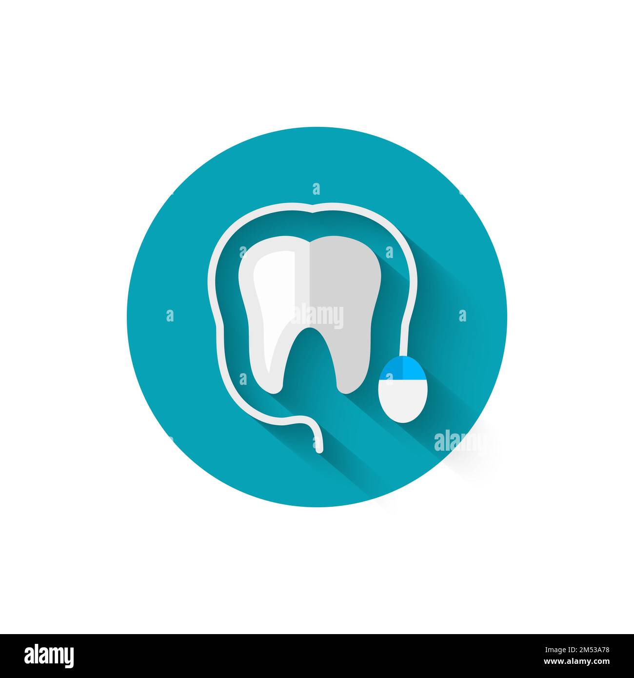 Tooth icon and computer mouse, illustrated in a flat design style of ...