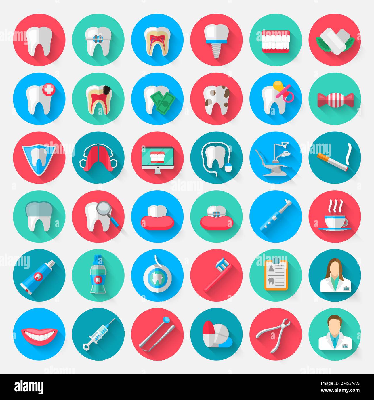 Dentistry icons isolated in a flat design style. Vector Illustration Symbols elements on the ...