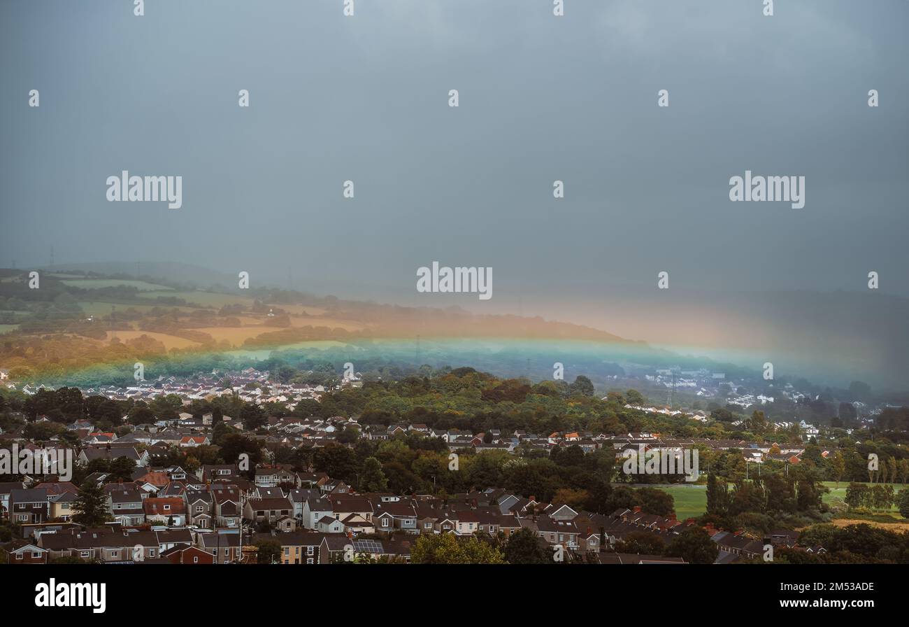 Beautiful Rainbow over Morriston, Swansea, South Wales, the United ...