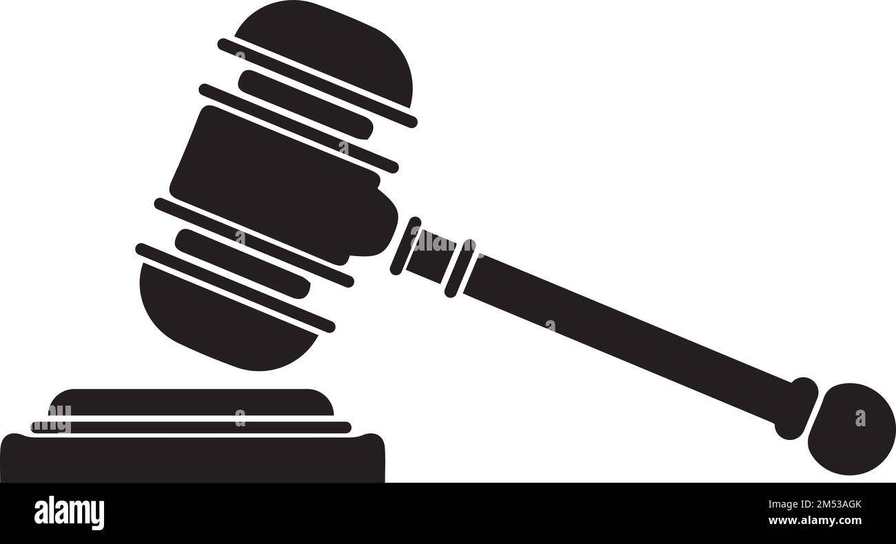 The icon of a justice hammer colored in brown isolated on a white ...