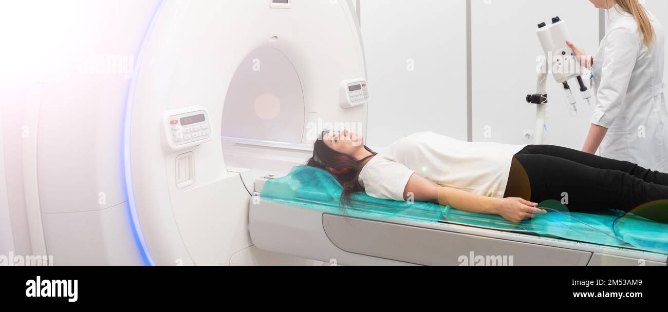 Medical CT or MRI Scan with a patient in the modern hospital laboratory ...