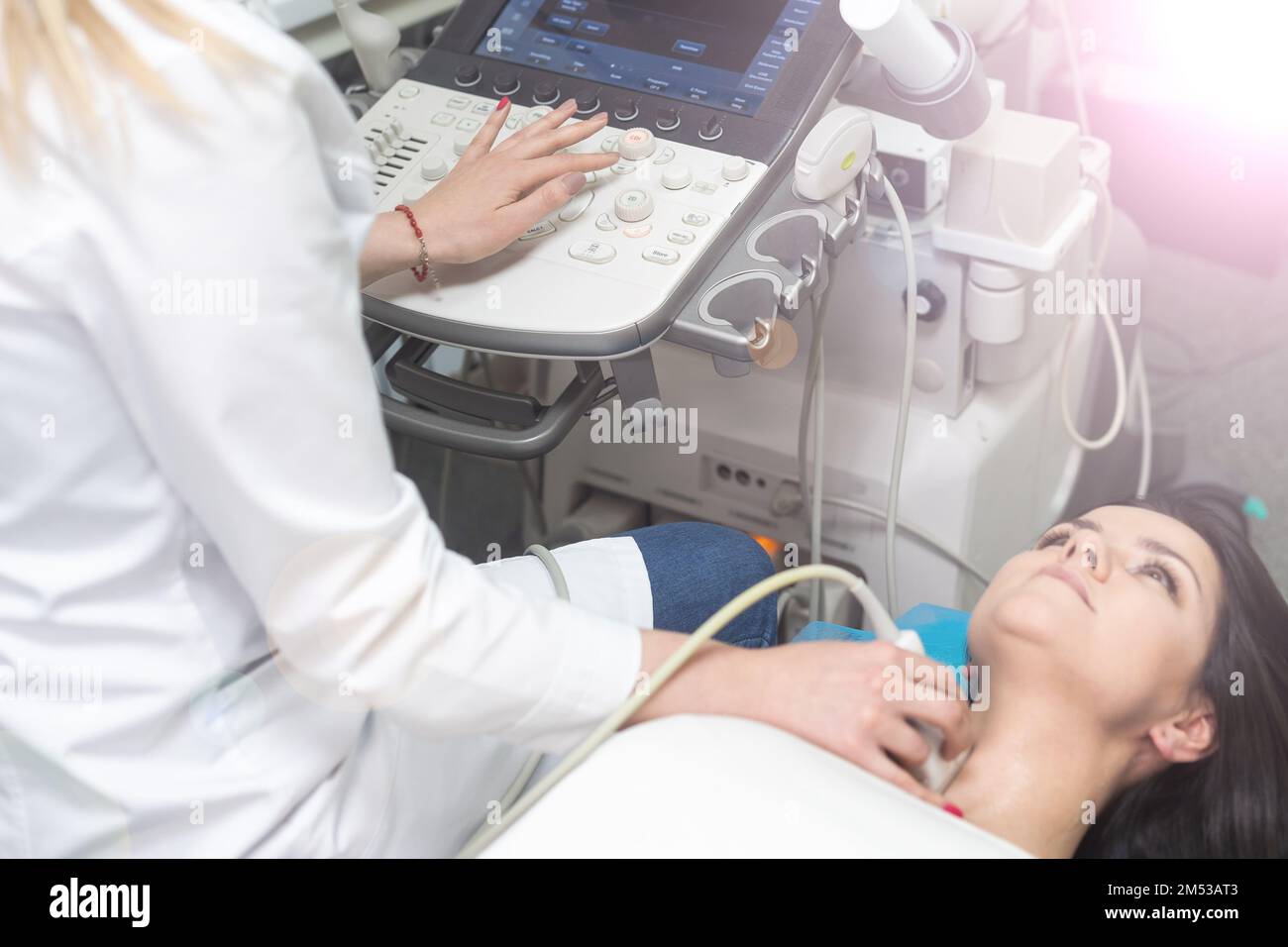 Doctor and patient. Ultrasound equipment. Diagnostics. Sonography Stock ...